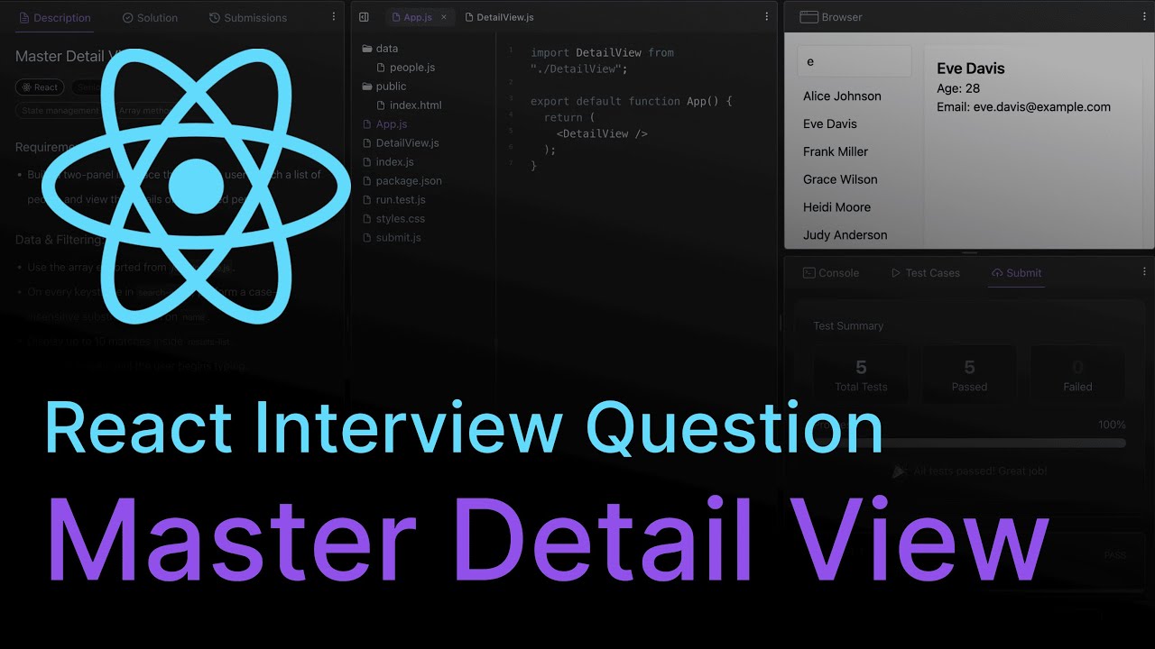 Master Detail View - React Coding Interview Question - YouTube