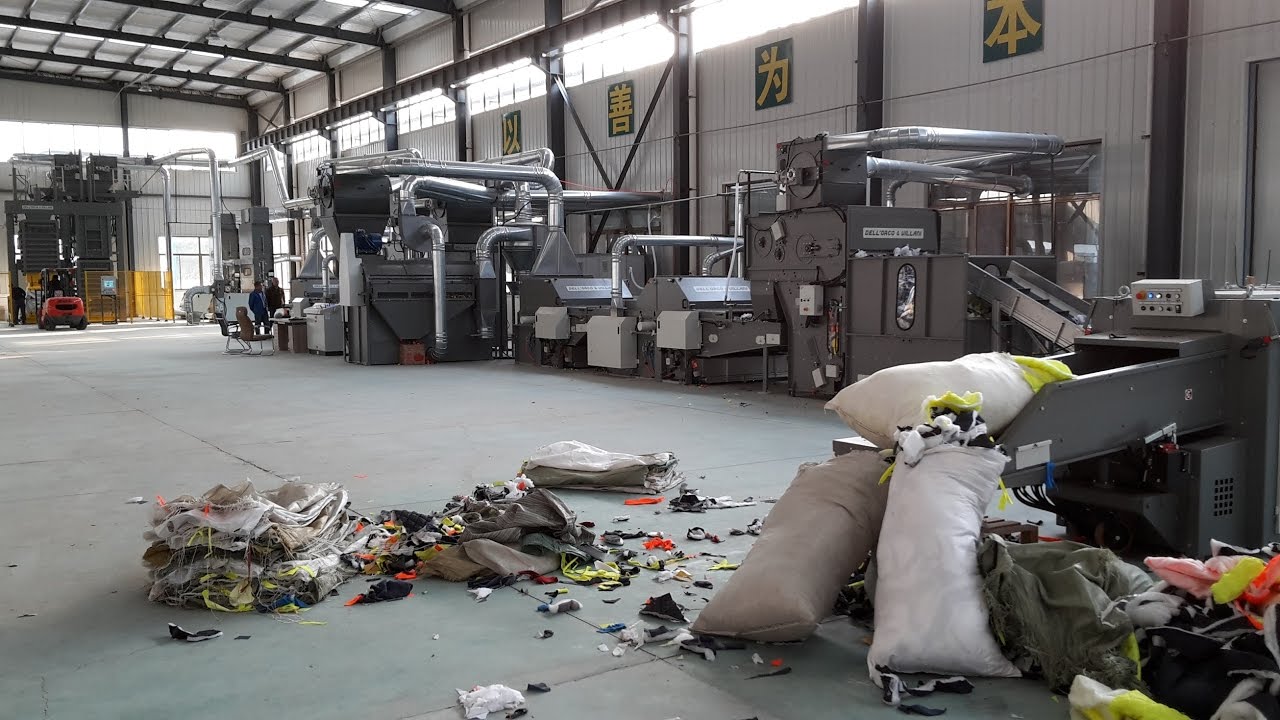 Rag Tearing Machine Mondial - Textile recycling plant - YouTube