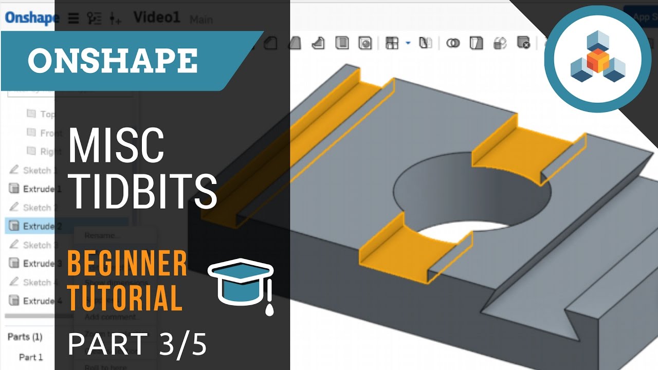 Beginner Tutorial 3/5 - Onshape 3D CAD - Other Tidbits - YouTube