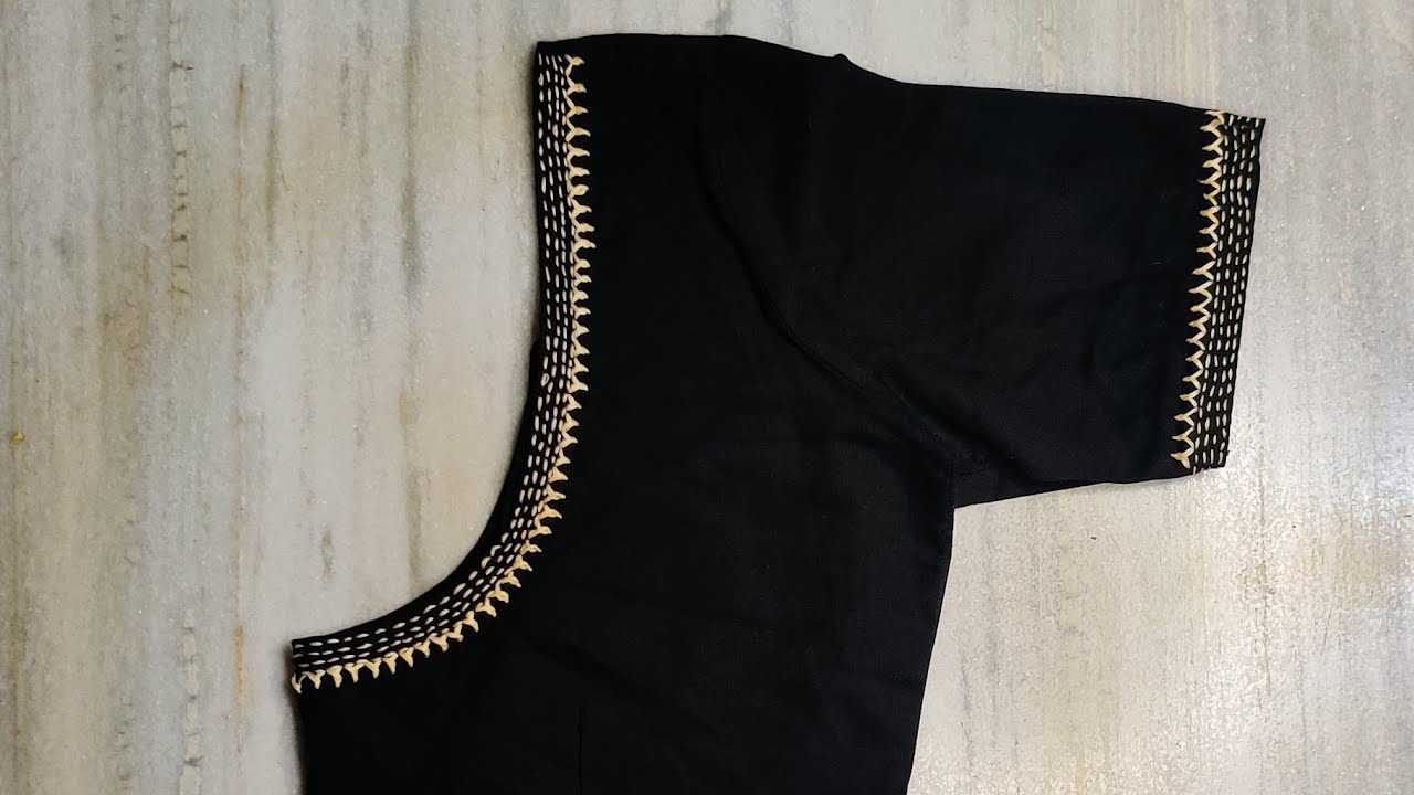 Simple and easy thread work on stitched blouse - YouTube