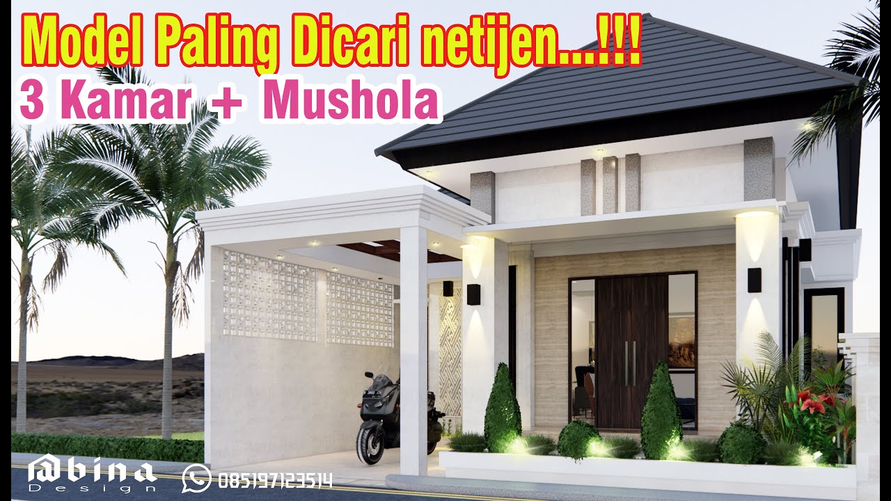 DESAIN RUMAH 3 KAMAR TIDUR | 1 LANTAI MODERN MINIMALIS |HOUSE DESIGN ...