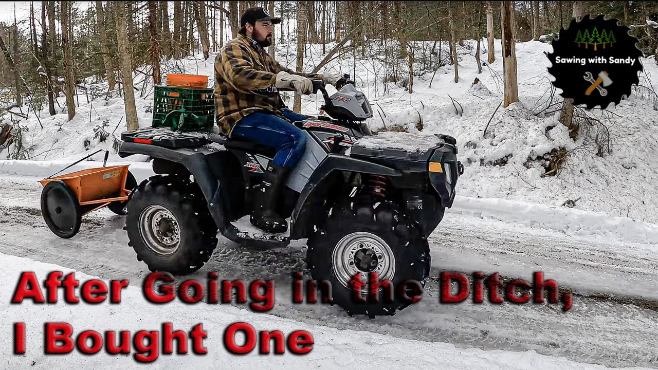 Spreading Winter Sand over Long Icy Driveway - YouTube
