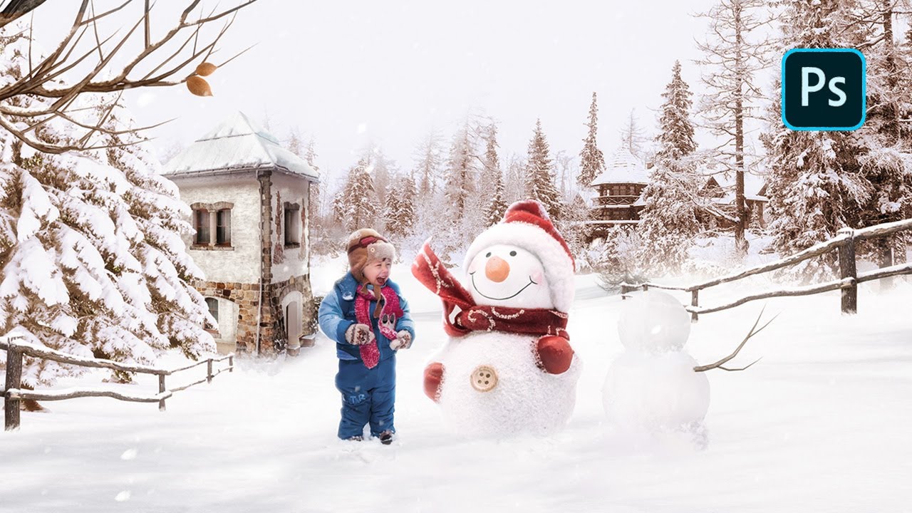 Photoshop tutorial - Kid Playing with snowman photoshop manipulation ...