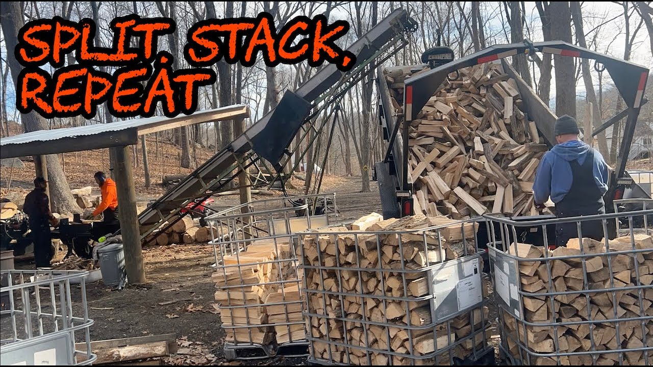 #325 New System for Splitting & Stacking Firewood in the Woodyard - YouTube