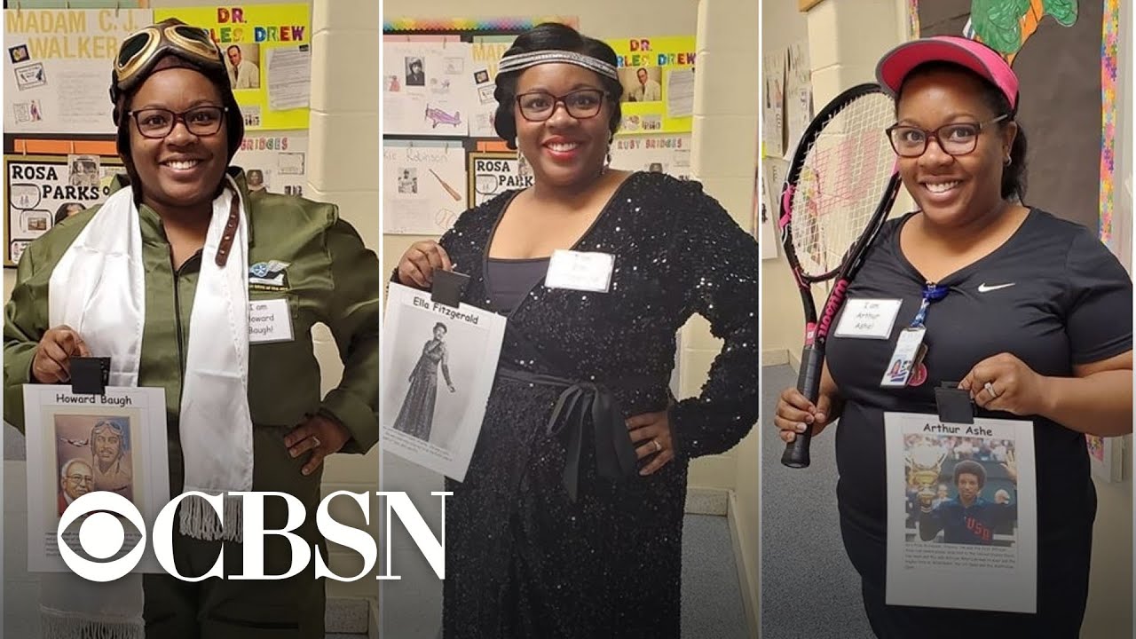 First grade teacher dresses up as black trailblazers for Black History ...