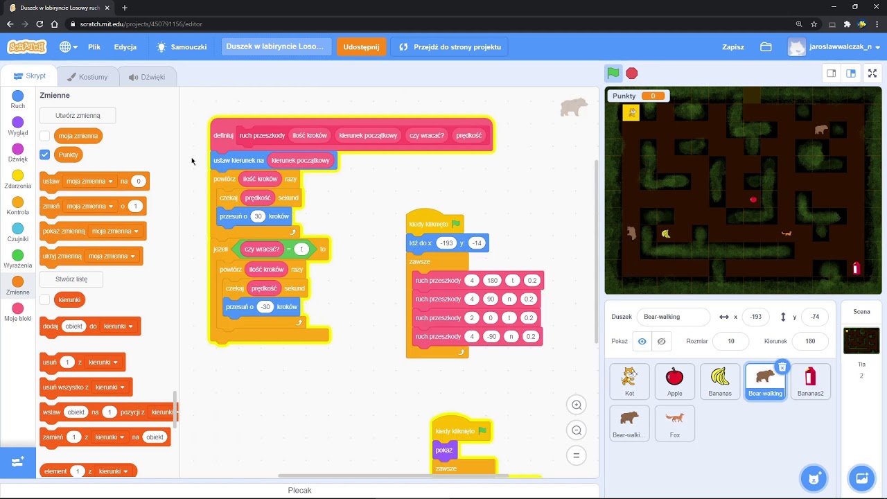 Scratch - Duszek w labiryncie Losowy ruch postaci - YouTube