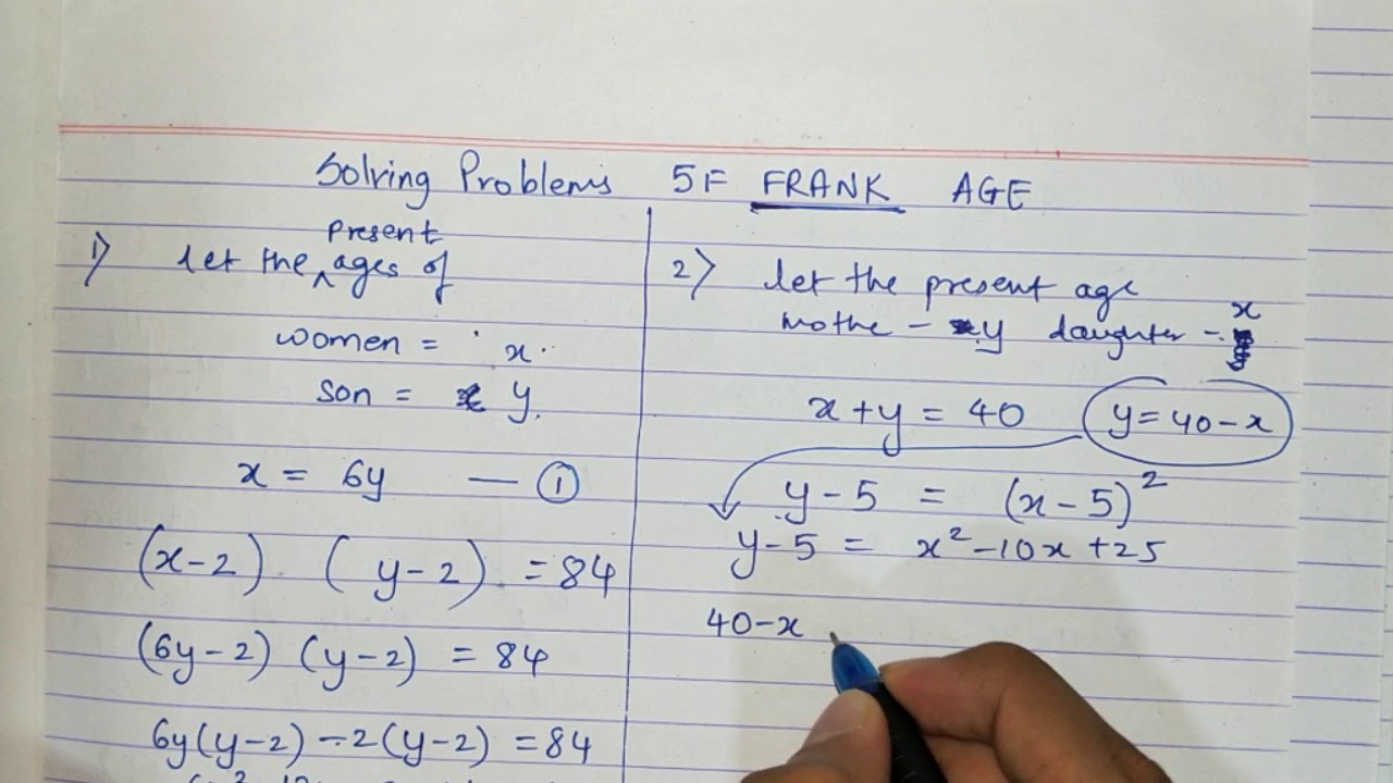 Class 10-Frank- Solving problems 5F- Ages - YouTube