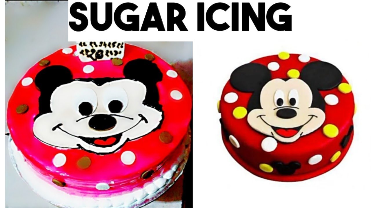 Mickey mouse cake||Cartoon face cake||Icing sugar cake - YouTube