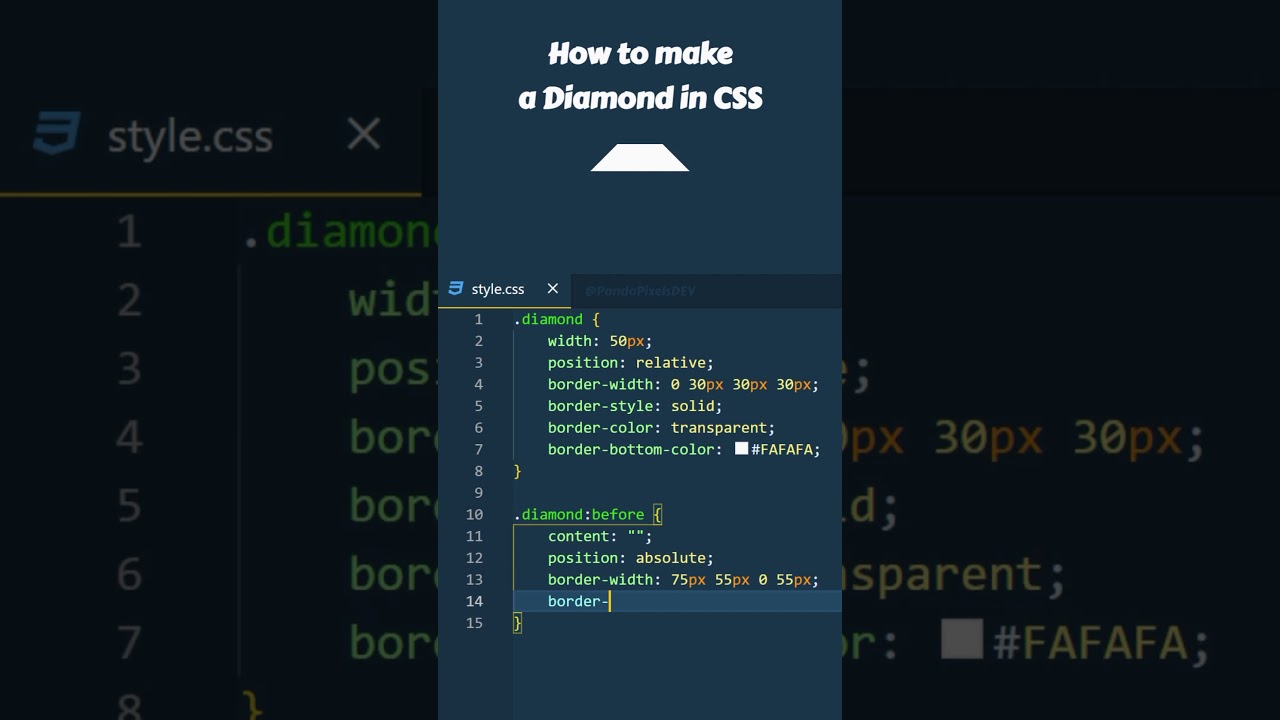 How to make a simple Diamond in CSS 💎 #Shorts - YouTube
