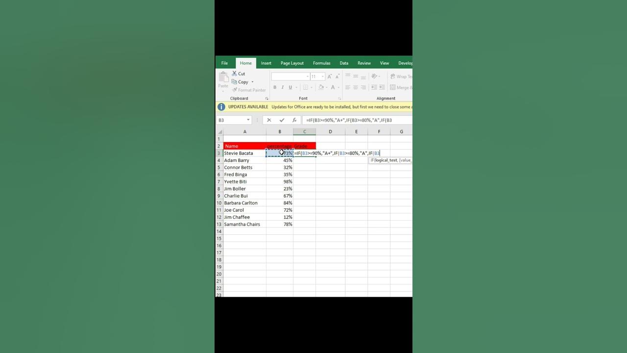 Percentage To Grade Conversion In Excel exceltutorial excel mexcel percentage-to-grade-conversion-in-excel-exceltutorial-excel-mexcel