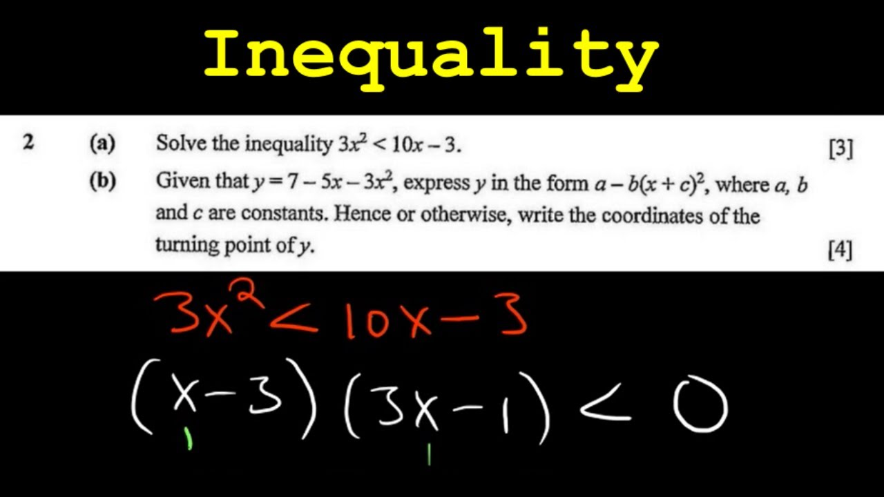 Solve The Inequality 3x 2 Less Than 10x 3 YouTube