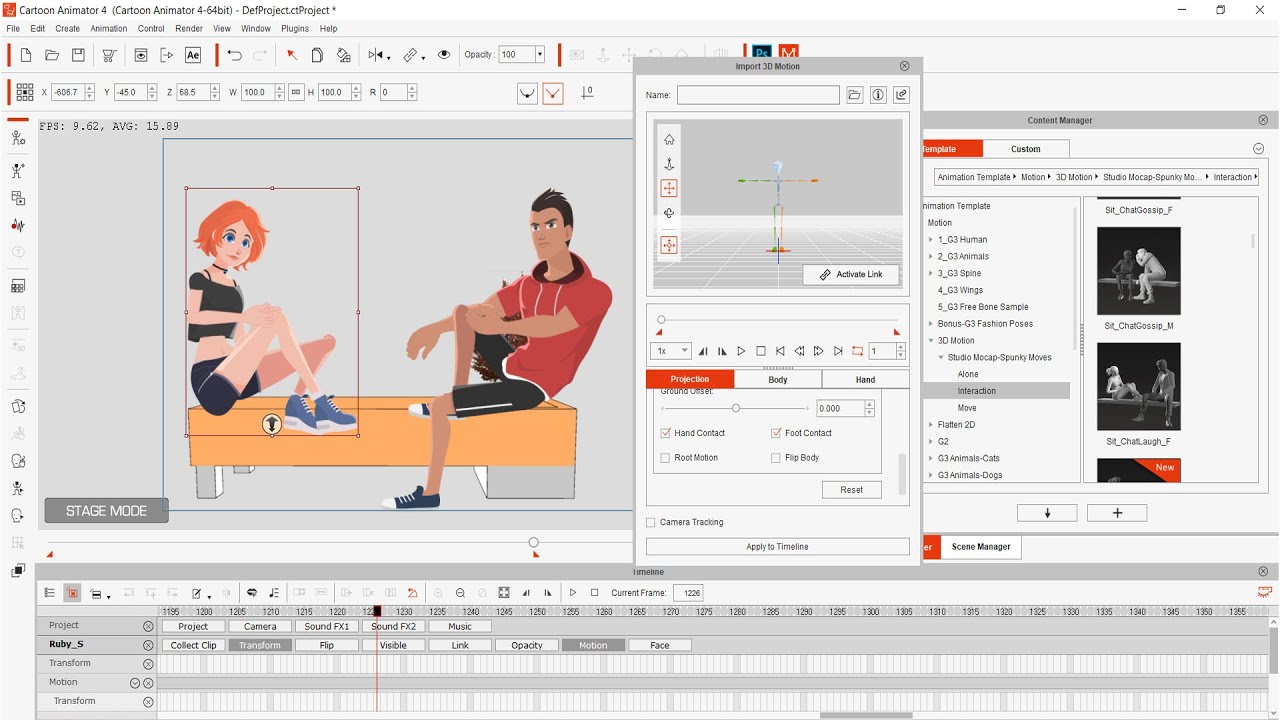 Review Interaction Motion Sit_Chat_F | Sit_Chat_M | Cartoon Animator 4 ...