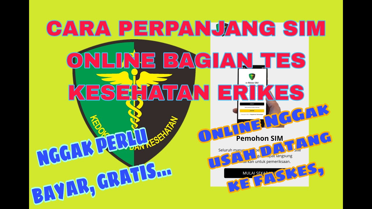 CARA PERPAJANG SIM ONLINE BAGIAN TES KESEHATAN e-Rikkes LENGKAP - YouTube