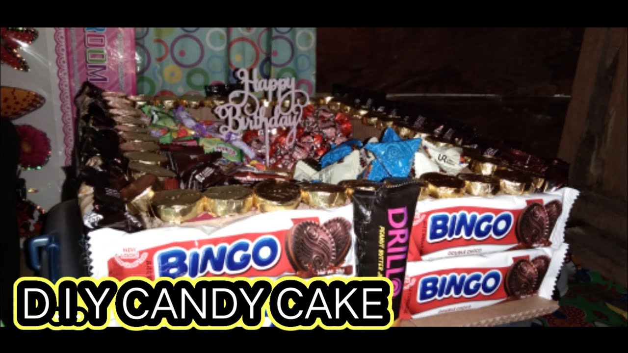 D.I Y CANDY CAKE / EASY WAY TO MAKE CANDY CAKE / BUSOG LUSOG PINAY ...