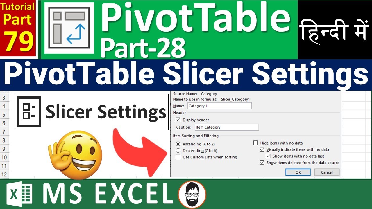 Ms Excel 79 Slicer Settings In Pivot Table Hide Slicer Header Sort
