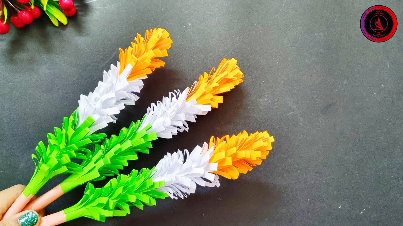 Tricolour paper flower decorations for republic day | Step by step ...