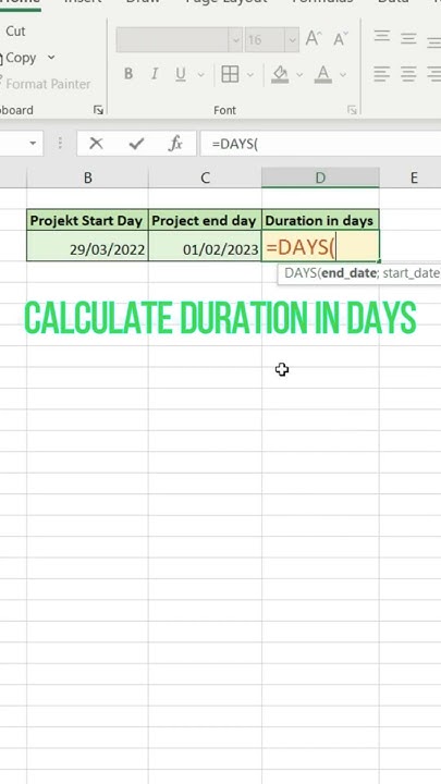 Calculate number of days between start and end date. #Excel #Shorts #Exceltip #accountant - YouTube