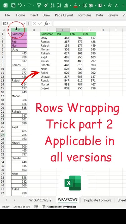 Row wrapping formula in excel-part 2 - YouTube