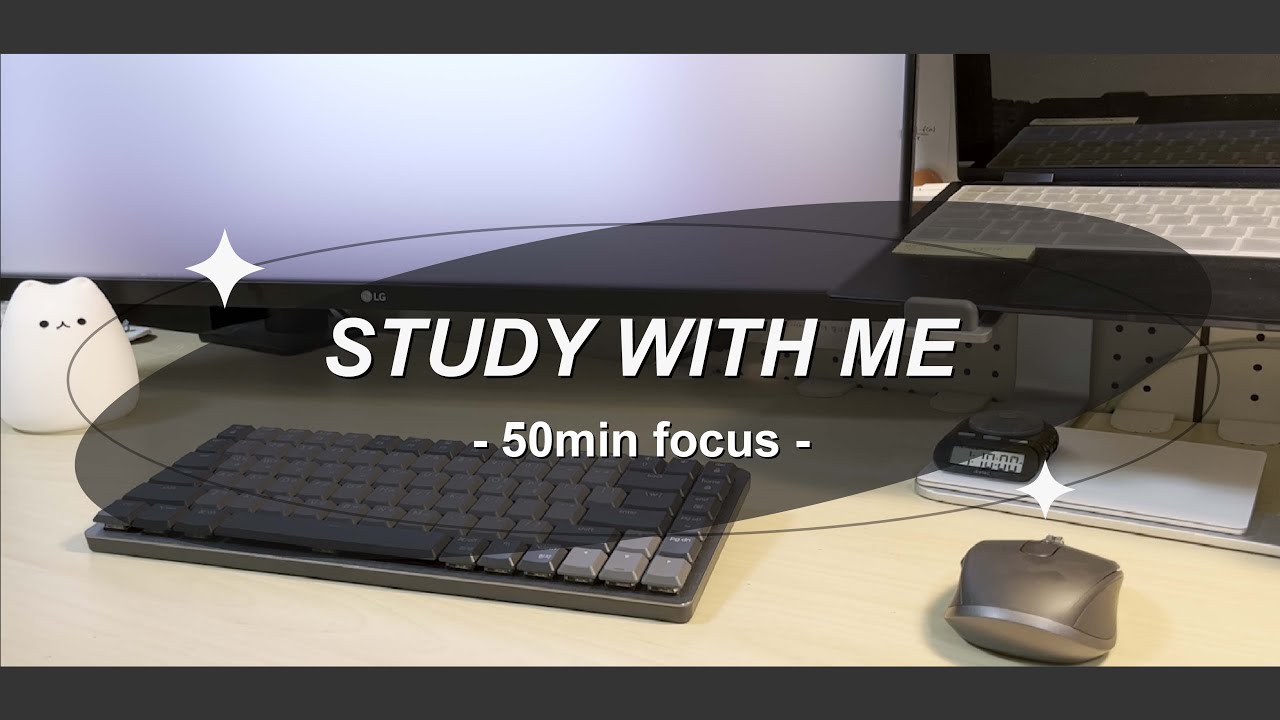 STUDY WITH ME | 50min study, no music, late-night study, keyboard ...