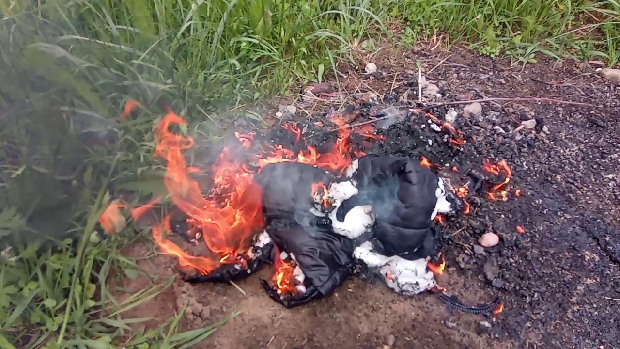 Womens Black nylon shiny jacket burning - YouTube