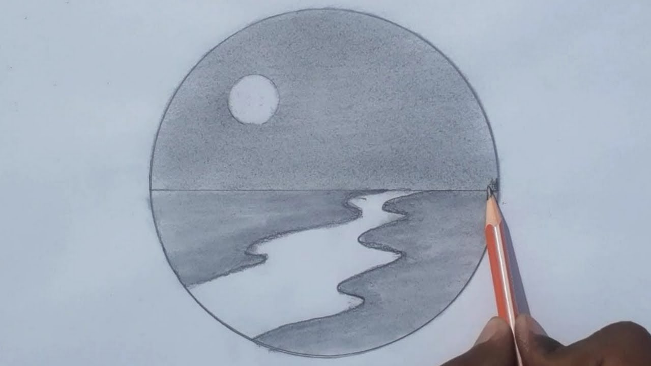 Circle drawing - easy circle drawing - scenery in circle - easy scenery ...