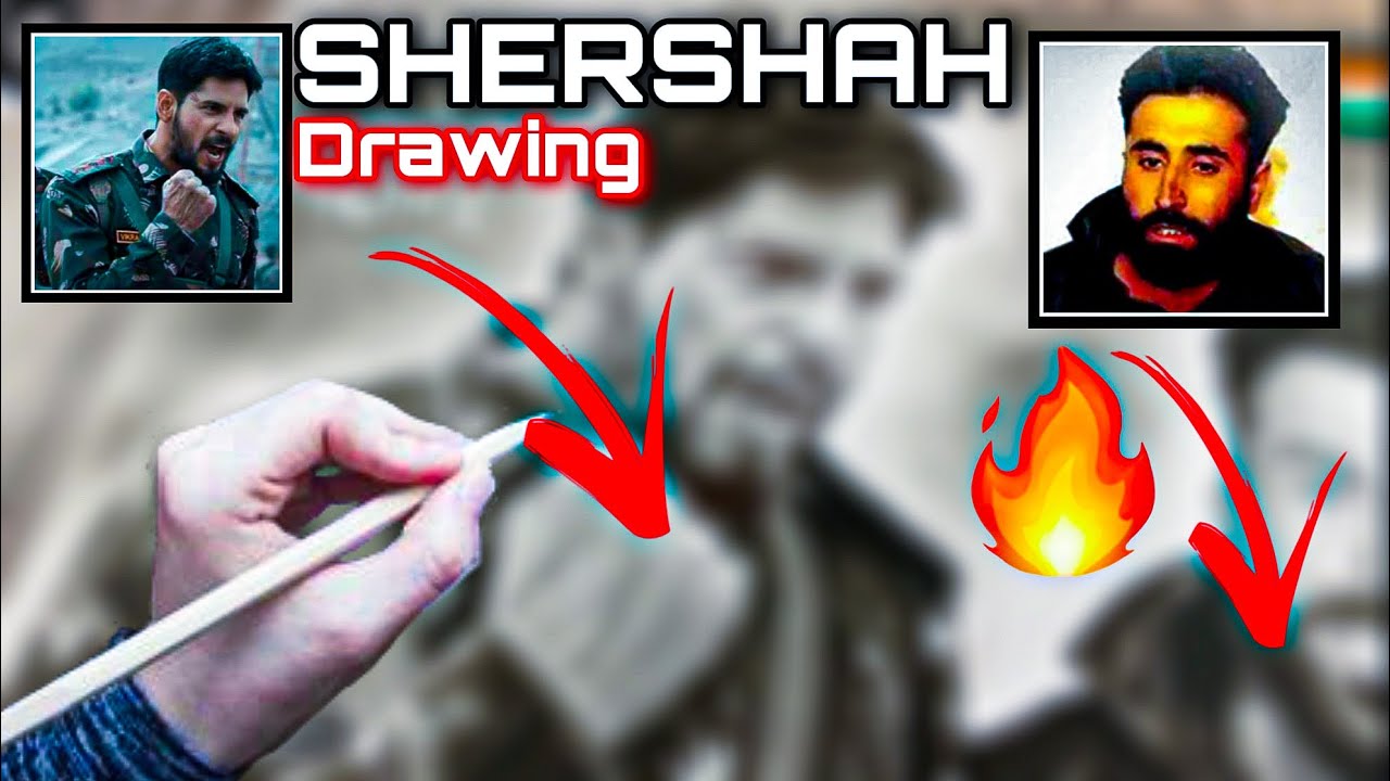 Shershah Drawing🔥 / Drawing Sidharth Malhotra and Real Vikram Batra ...