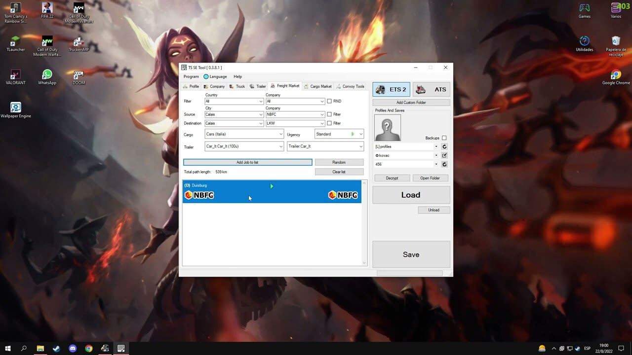 Tutorial usar TS Tool para ETS2 elegir carga y destino. - YouTube