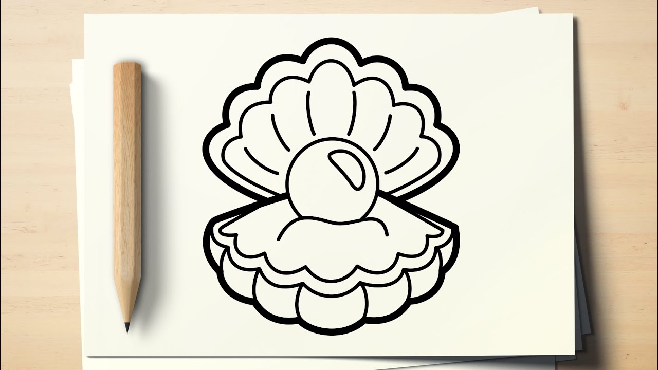 Simple Drawing a Shell Pearl #simpledrawing #shell #pearl - YouTube