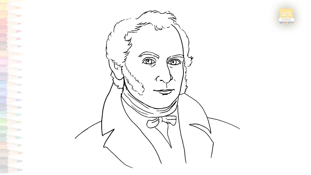 Ernst Wilhelm Arnoldi portrait drawing | Outline sketches | How to draw ...