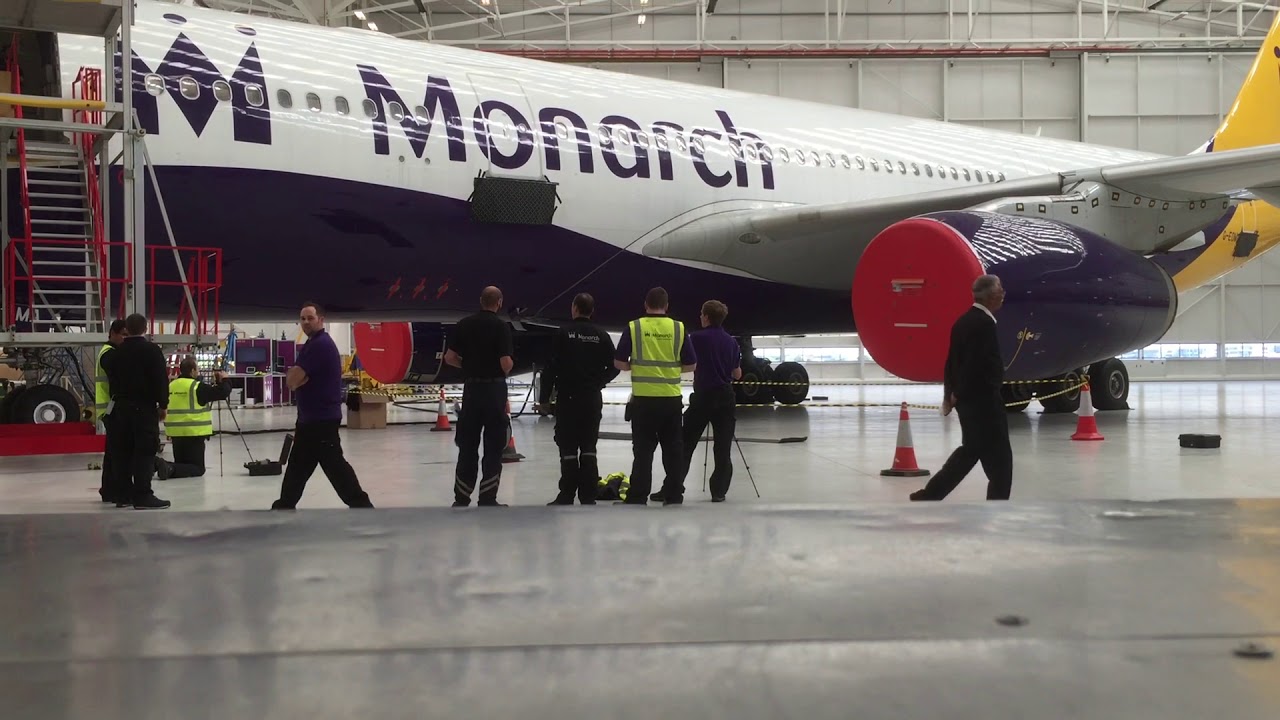 Monarch A330 slide deployed - YouTube