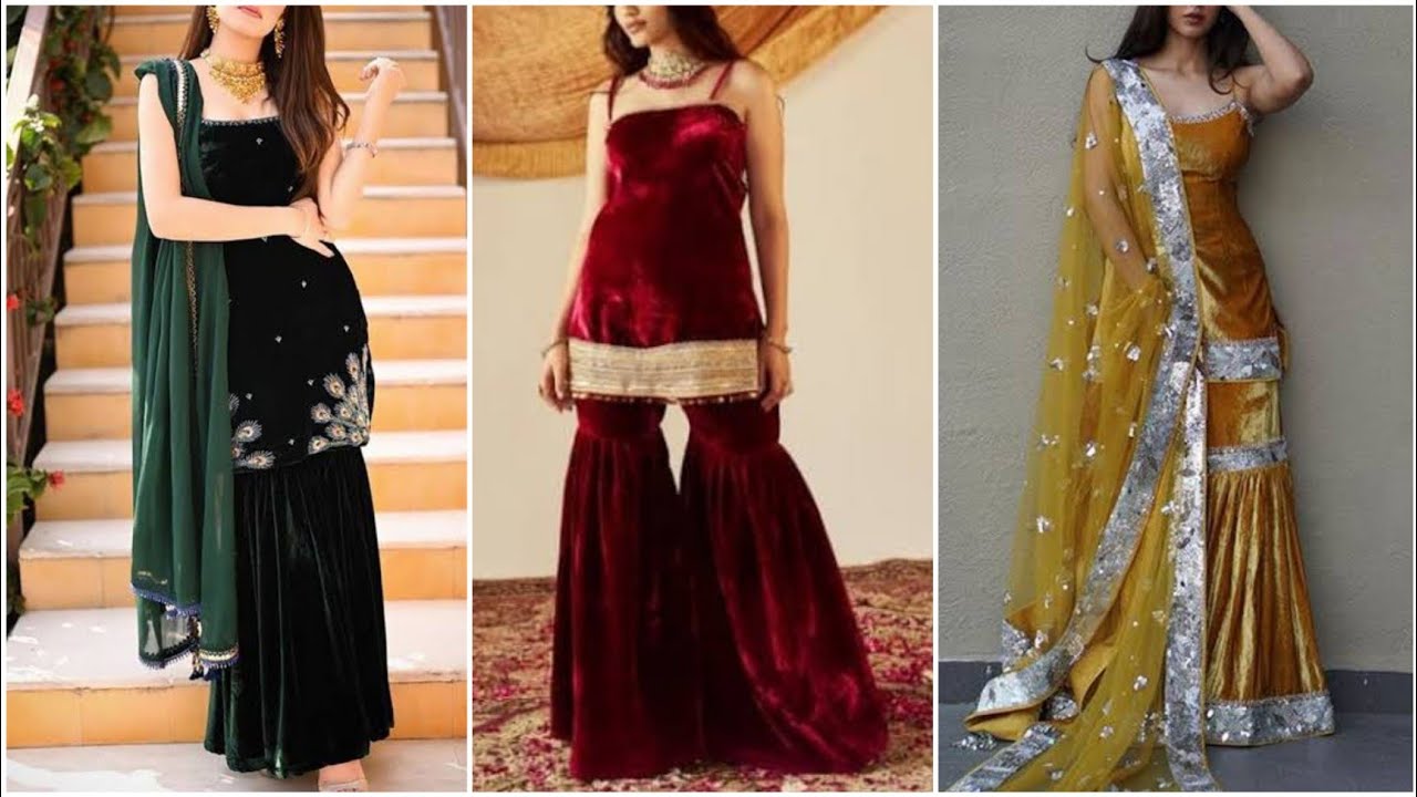 Beautiful & Gorgeous Velvet Sharara Dresses Designs For Party ...