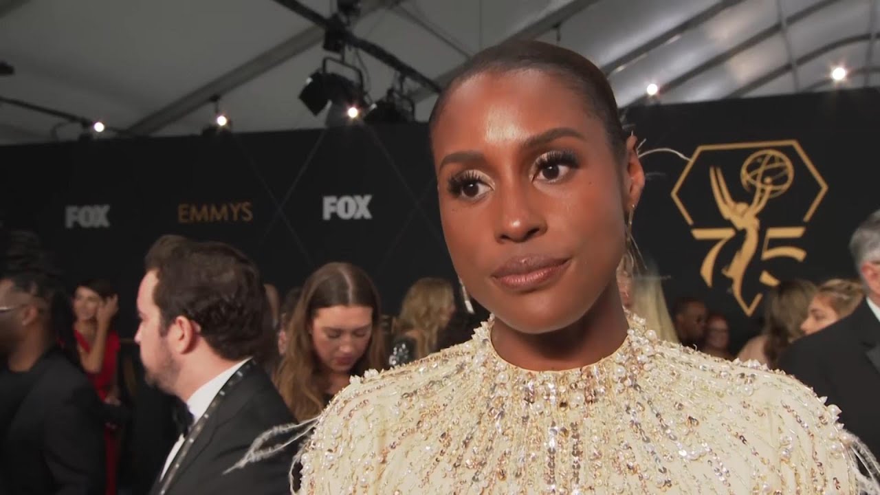 On the Emmys carpet, Issa Rae talks viral Barbie presidential moment ...