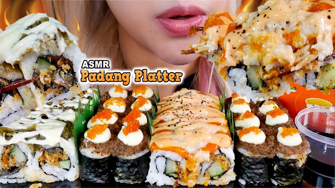 MAKAN NASI PADANG PAKE SUMPIT ⛩️🥢ASMR SUSHI RASA NASI PADANG🤩 RENDANG ...