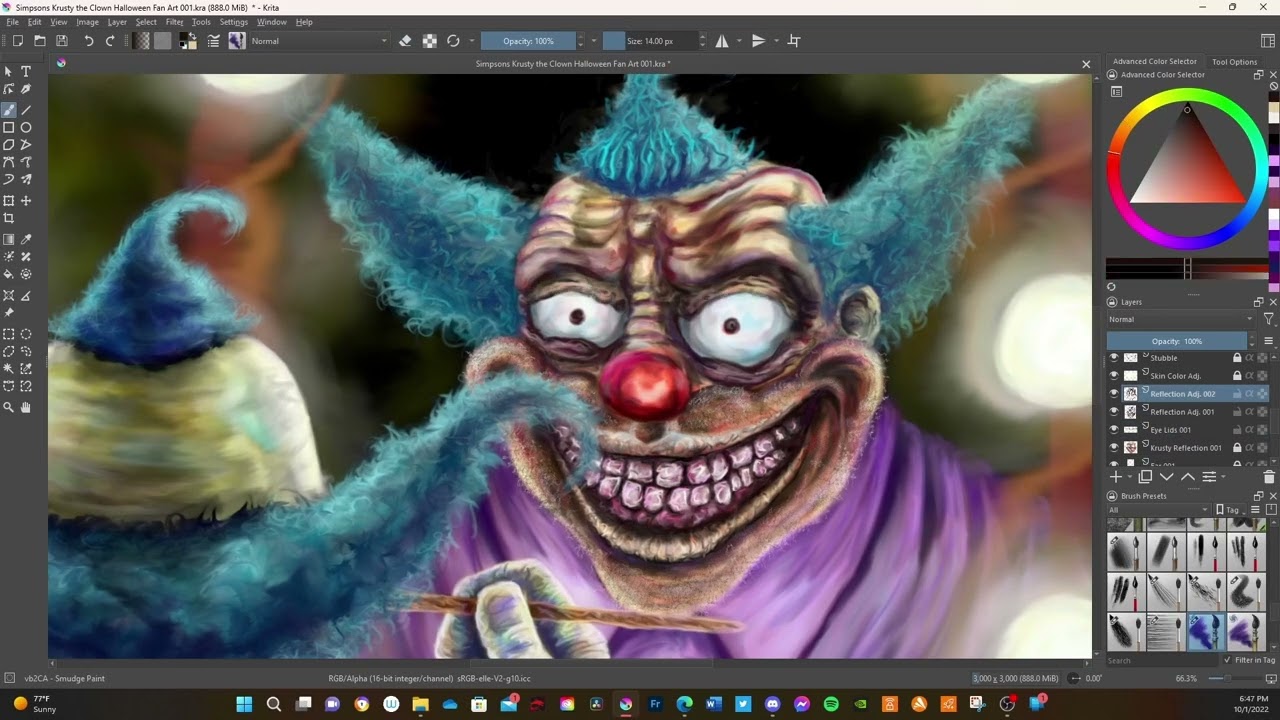 Simpsons Krusty the Clown Halloween Digital Art Timelapse - YouTube