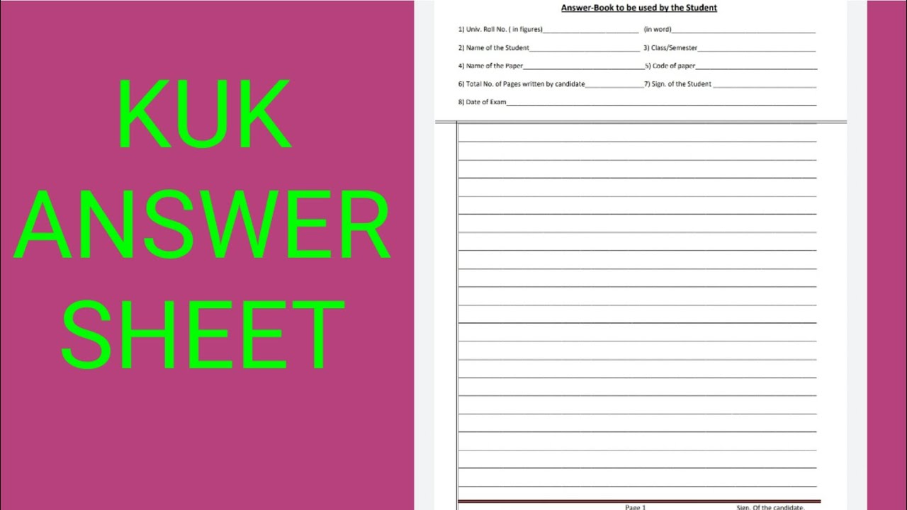 KUK ANSWER SHEET SAMPLE - YouTube