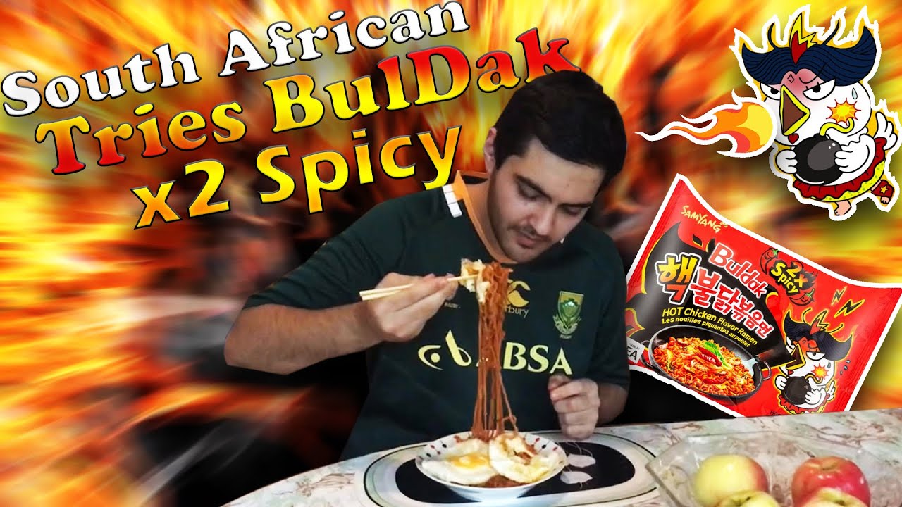 South African Tries Korean Buldak x2 Spicy Hot Chicken Ramen (How to ...