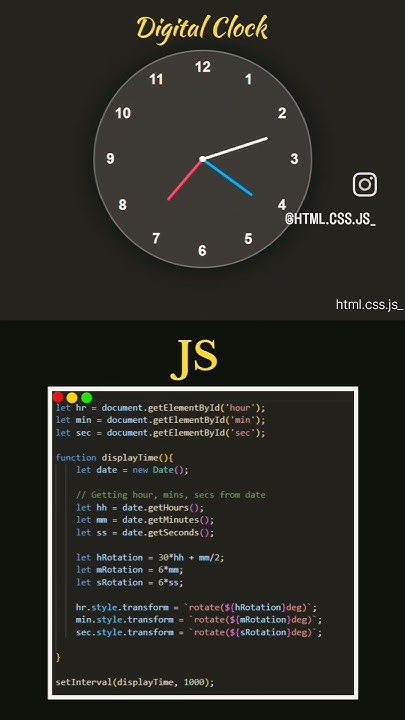 Digital clock in Html, JS and Css #coders_world👩‍💻#codingislife - YouTube