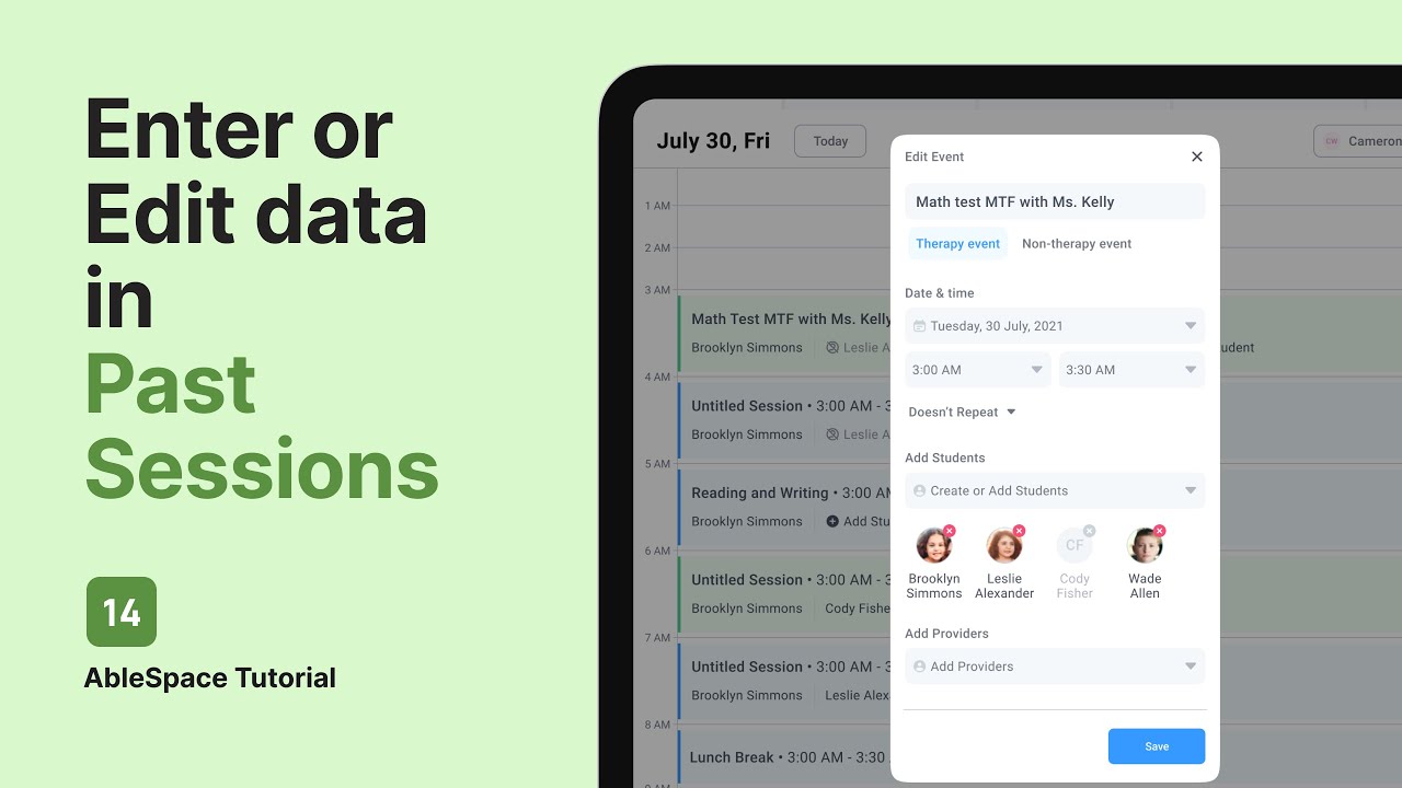 How to enter data in Past Sessions - AbleSpace - YouTube