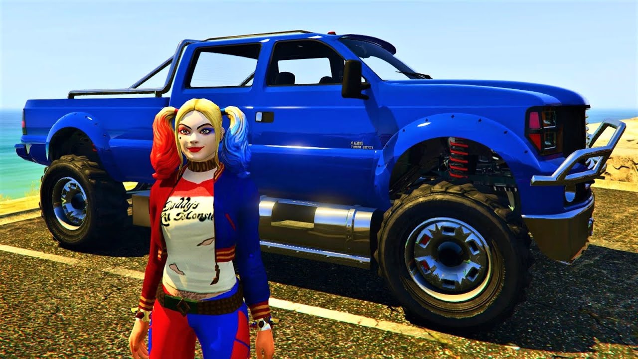 GTA 5 Harley Quinn Driving # Crazy Pickup Ride !- GTA V Mods - YouTube