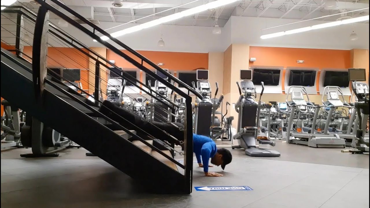 Stair Push Ups Progressive - YouTube