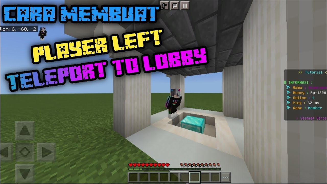 tutorial membuat sistem player left join lobby, command block - YouTube