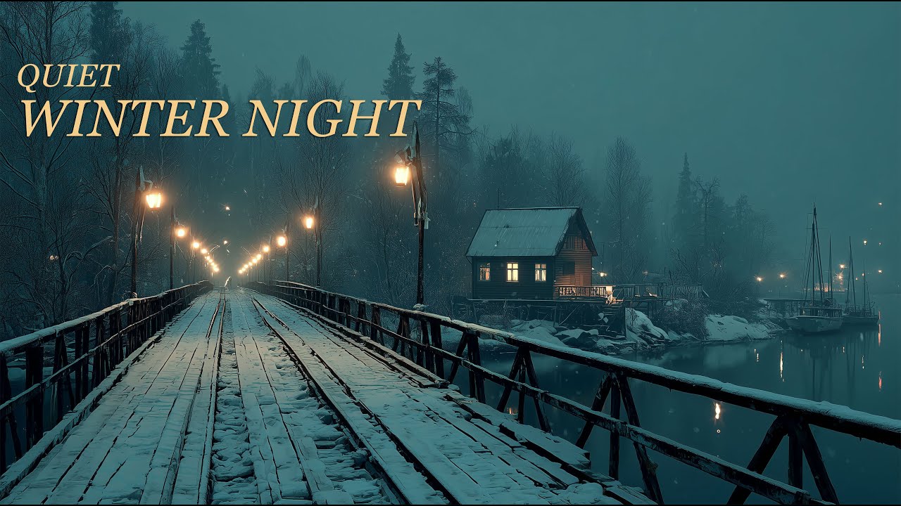 Quiet Winter Night 🌙 Cozy Snowfall, Calm Music for Sleep & Relaxation ...