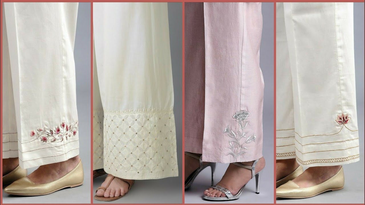 Latest and very stylish embroidered trousers and plazo designs - YouTube