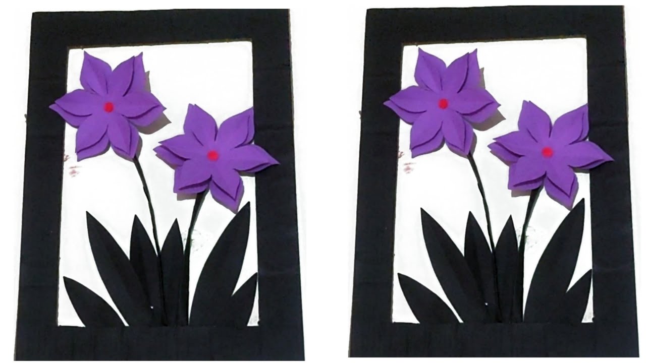Amazing wall hanging flower and frame. Cardboard and origami papper ...