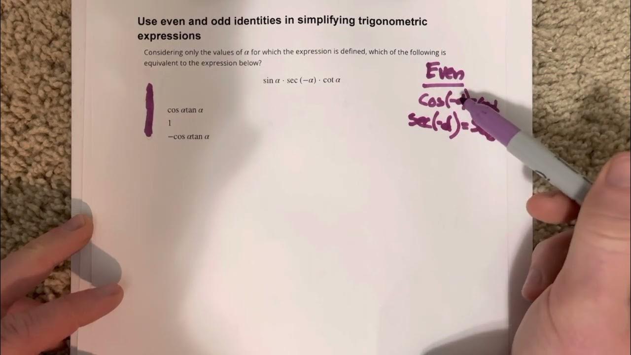 Use even and odd identities in simplifying trigonometric expressions - YouTube