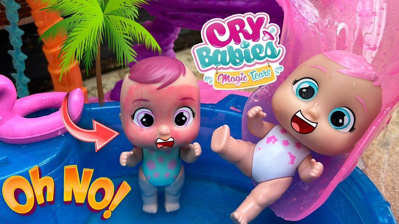 Cry baby dolls play at the Waterpark! Maya gets hurt 😢 - YouTube