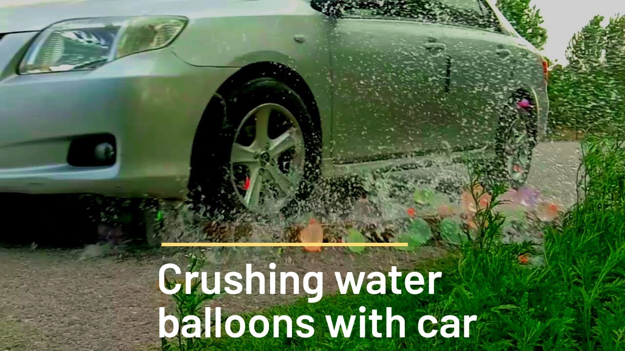 crushing water balloons with car | experiment car vs water ballons ...