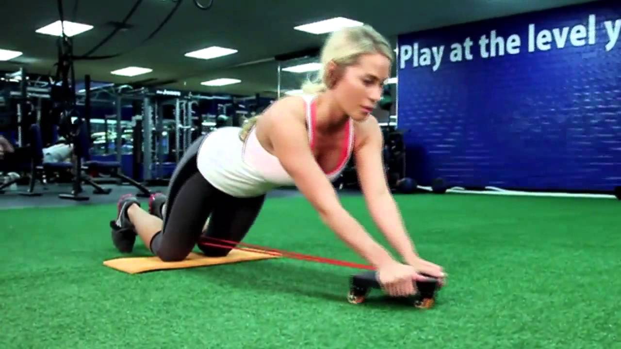 Core Coaster Rollout with Resistance Band from Knees Exercise - YouTube