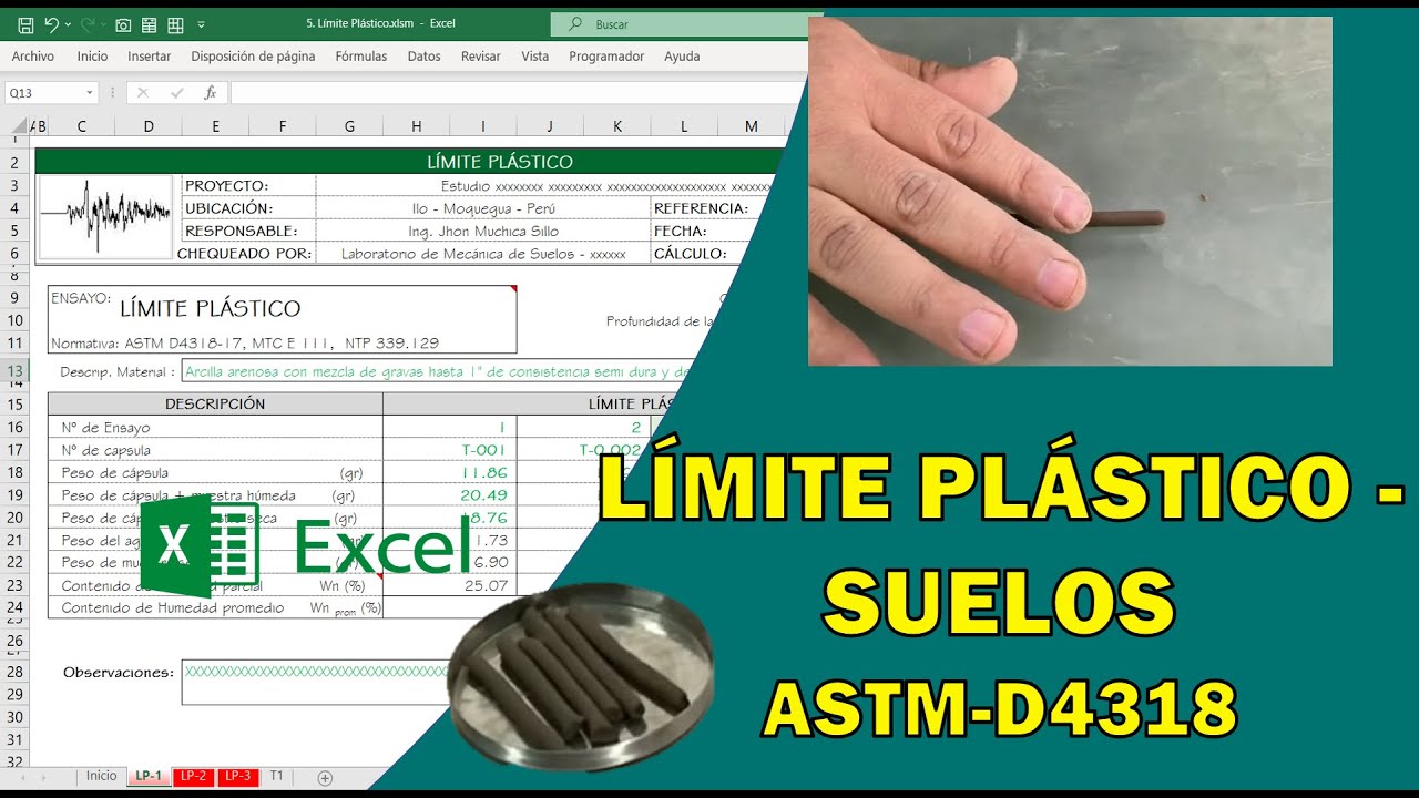 Cálculo de Límite Plástico - Suelos | Plantilla Excel Profesional - YouTube