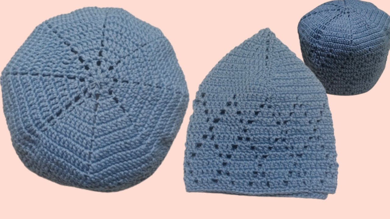 Cara membuat peci rajut dewasa untuk pemula motif diamond - YouTube
